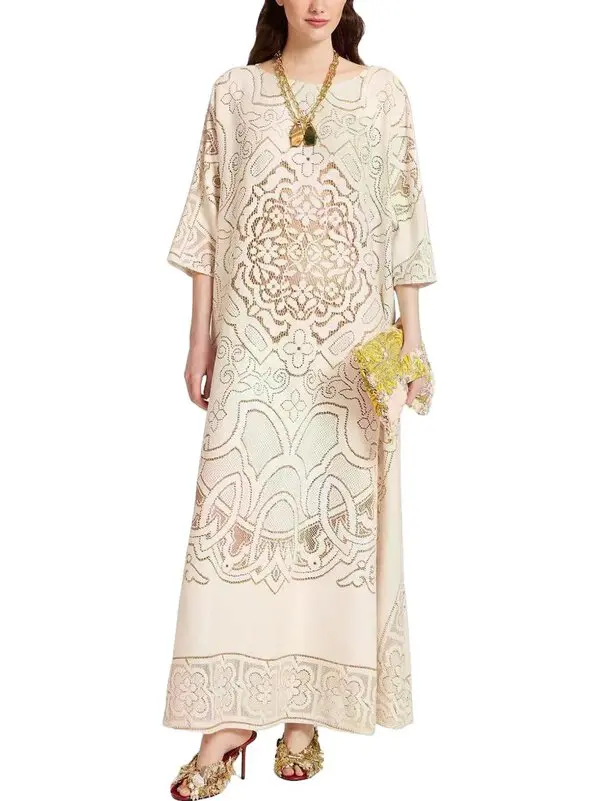 La DoubleJ Embroidered Maxi Dress - Neutrals