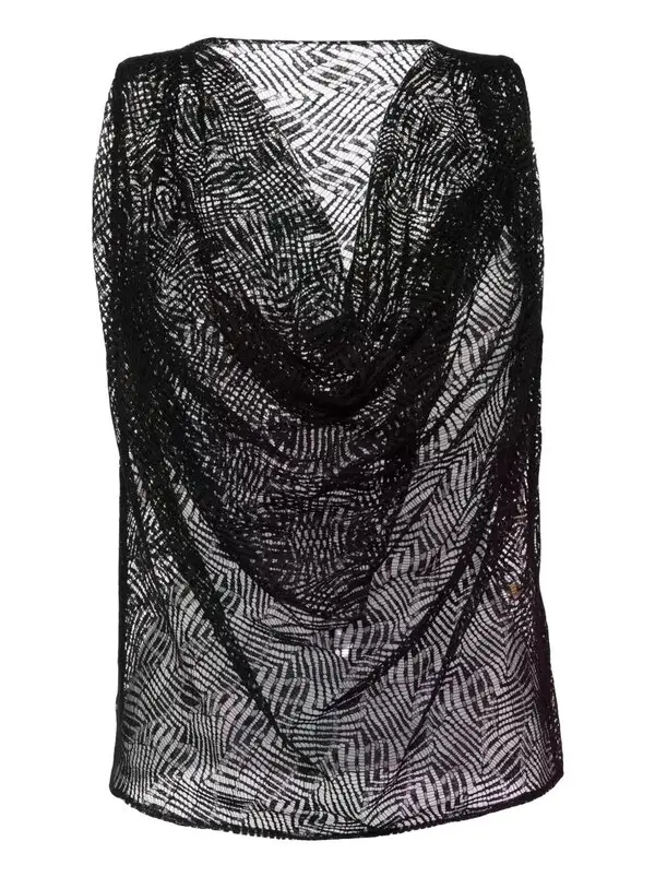 SAIID KOBEISY Sleeveless Lace Draped Top - Black