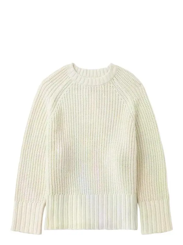 LOW CLASSIC Ribbed Crew Neck Sweater With Raglan Sleeves - Neutrals