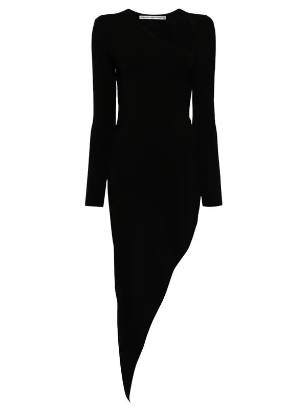 Alexander Wang Asymmetric Ribbed Midi Skirt - Black