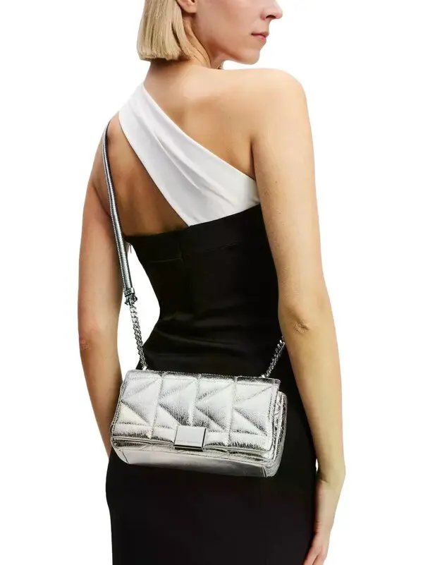 Karl Lagerfeld K/kuilt Metallic Quilted Cross Body Bag - Silver