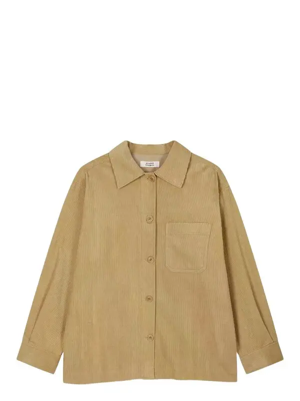 STUDIO TOMBOY Corduroy Shirt With Patch Pocket - Neutrals