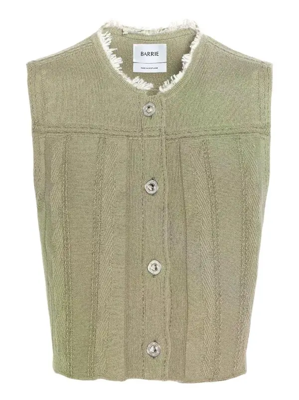 BARRIE Panelled Frayed Denim Vest - Green