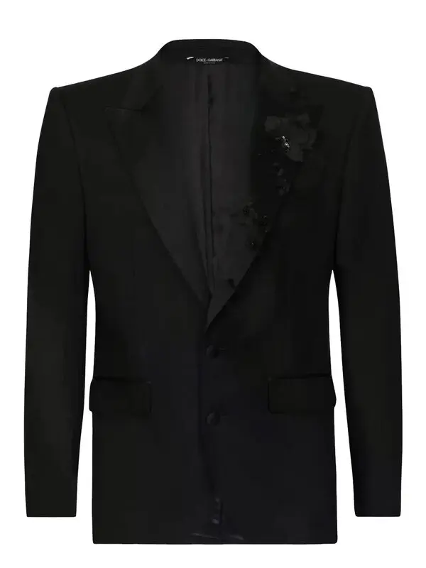 Dolce & Gabbana Floral-appliqué Single-breasted Suit - Black