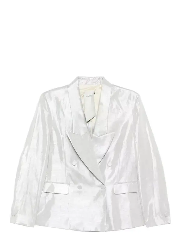 RAME Metallic Double-breasted Blazer - Silver
