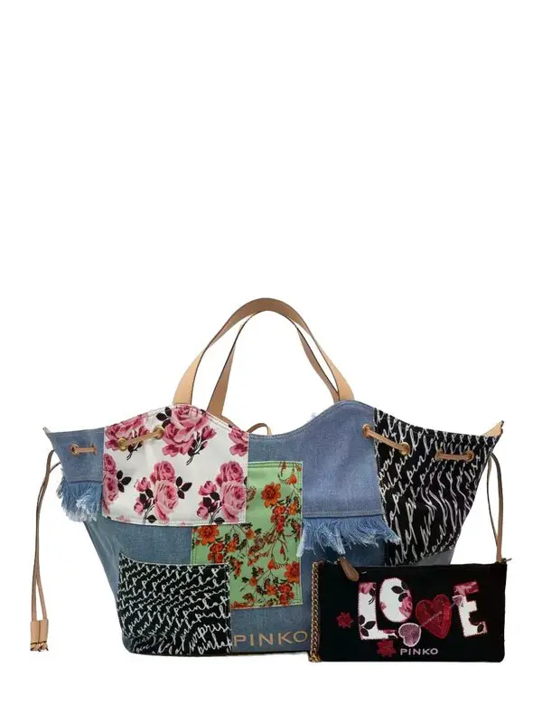 Pinko Floral-print Tote Bag - Blue