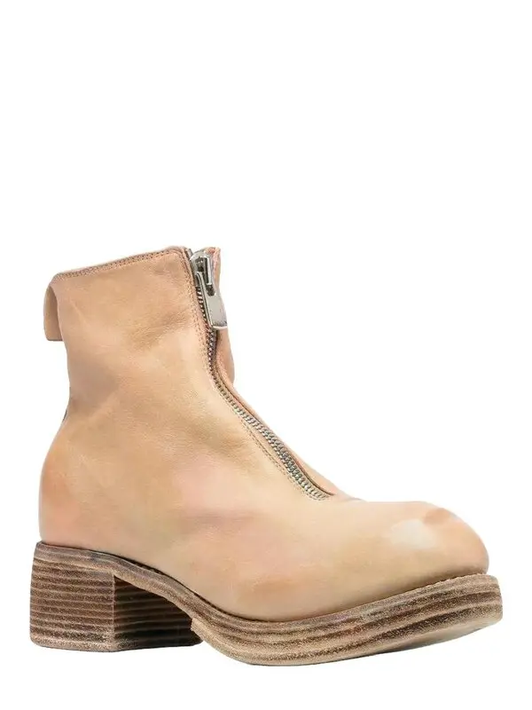Guidi Grained Leather Round-toe Boots - Neutrals