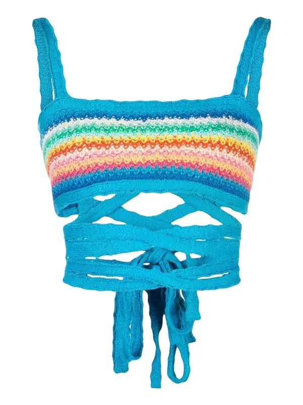 Alanui Over The Rainbow Knitted Bra - Blue