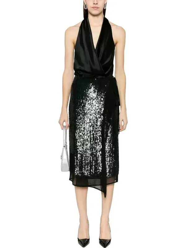 P.a.r.o.s.h Glare Sequinned Skirt - Black