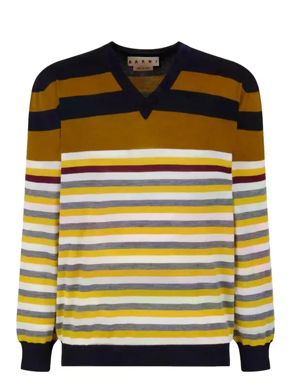 Marni Striped V-neck Sweater - Yellow