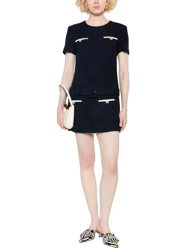 SELF-PORTRAIT Bouclé Mini Dress - Blue