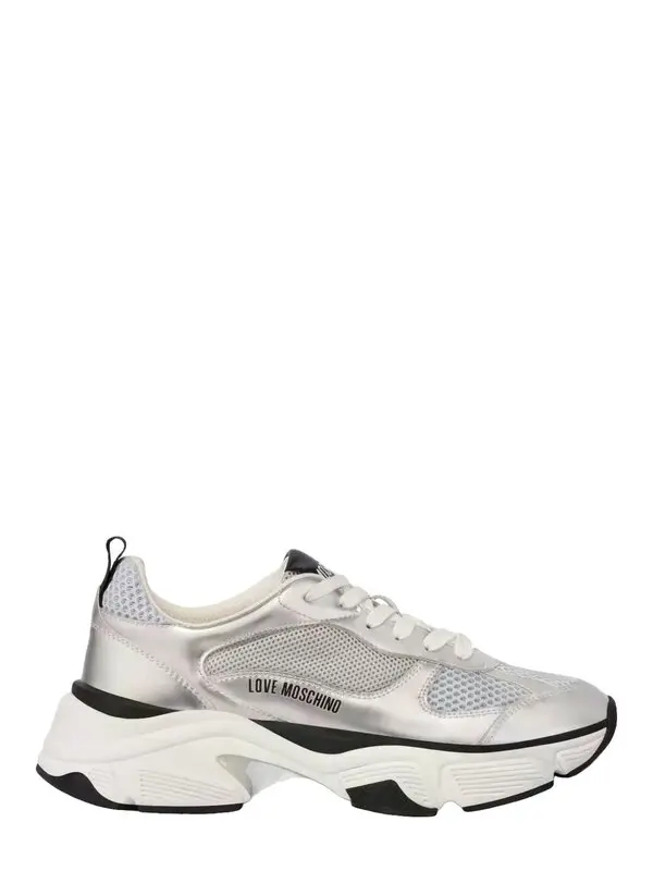 Moschino Tone Lace-up Sneakers - Silver