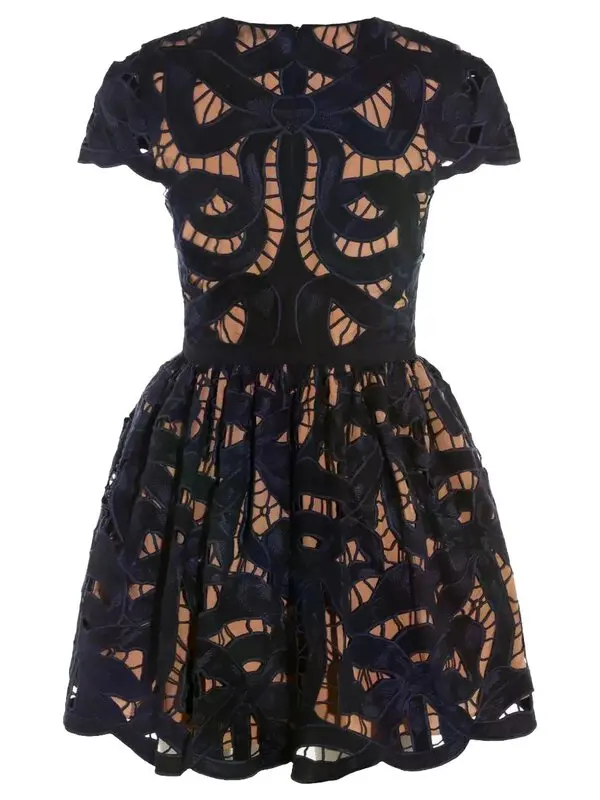 SELF-PORTRAIT Embroidered Mini Dress - Blue