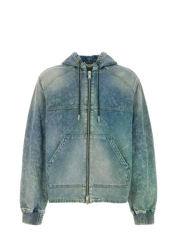 1989 STUDIO Washed Denim Hooded Jacket - Blue