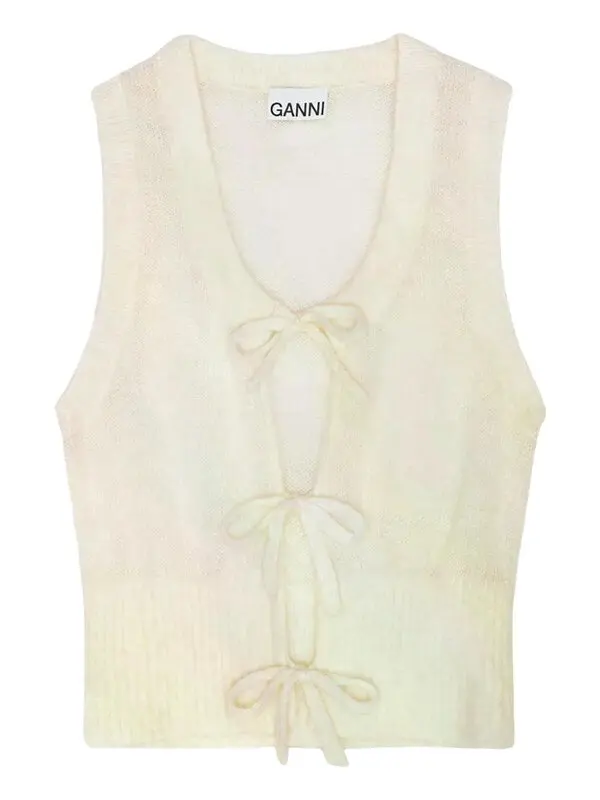 GANNI Tie Front Vest - Neutrals