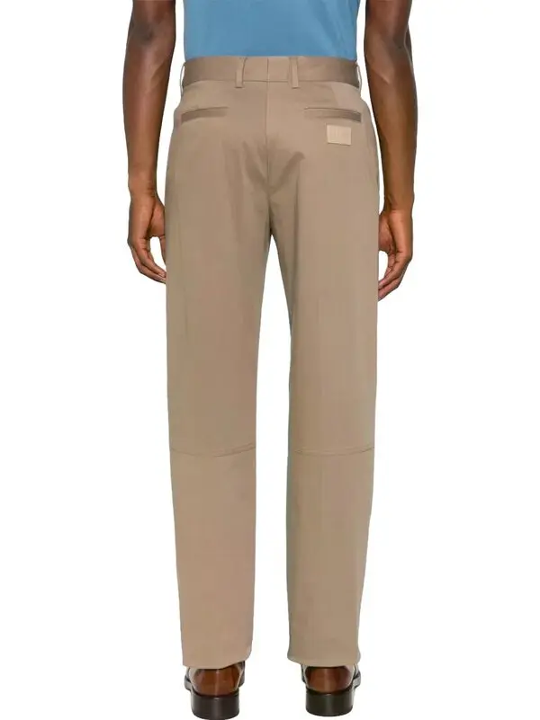 Fendi Ff Logo-plaque Stretch-cotton Pants - Neutrals