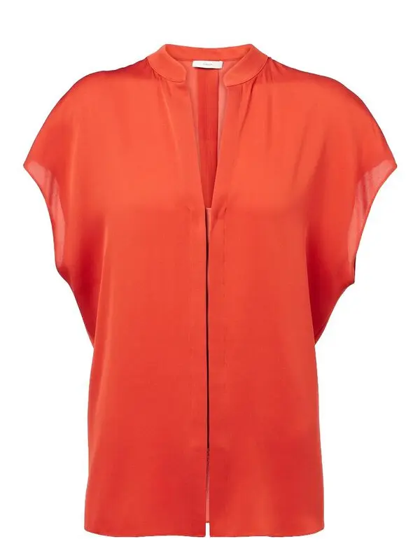 Vince Silk Blend Blouse - Red