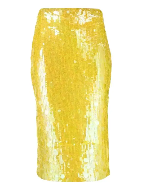P.a.r.o.s.h Sequin-embellished Midi Skirt - Yellow