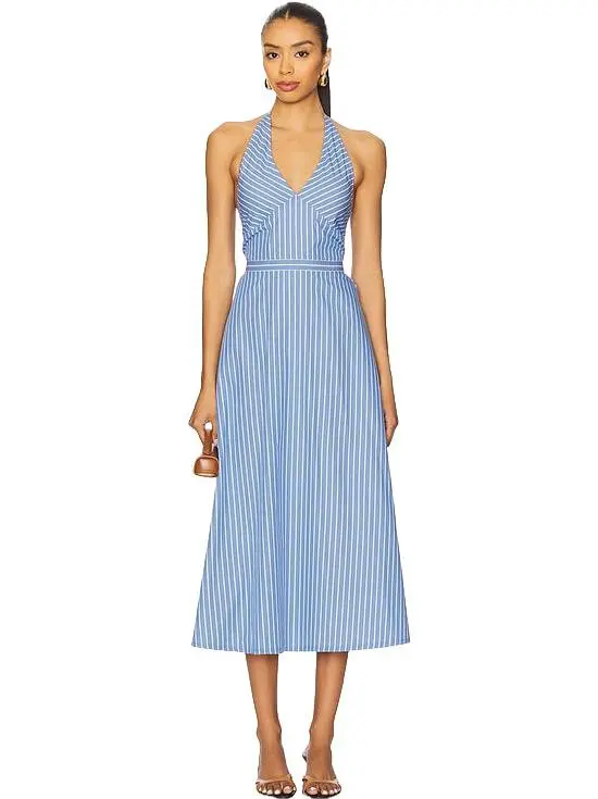 Central Park West Kira Halter Shirt Dress In . Also - Blue