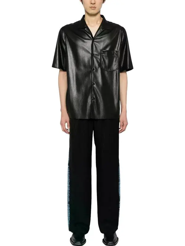 Ahluwalia Panelled Pleat Detail Straight Leg Trousers - Black