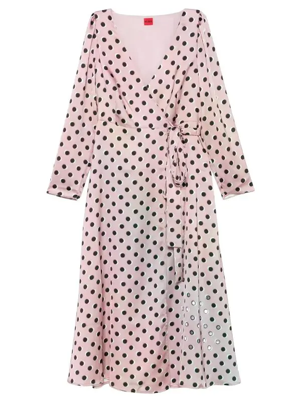 Hugo Wrap Midi Dress With Polka Dot Print - Pink