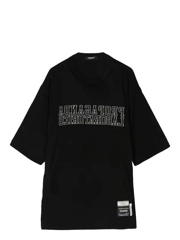 Undercover Slogan-embroidered Cotton T-shirt - Black