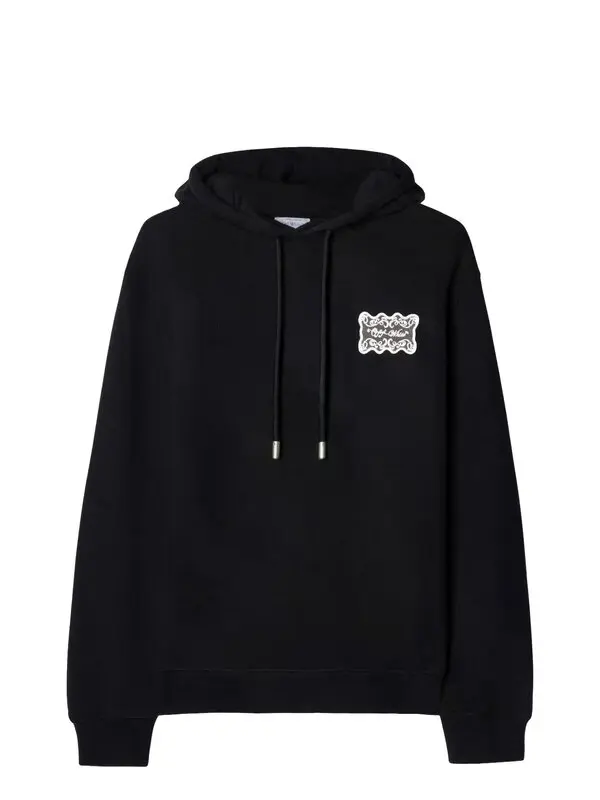 Off-White Lace Logo Appliqué Cotton Hoodie - Black