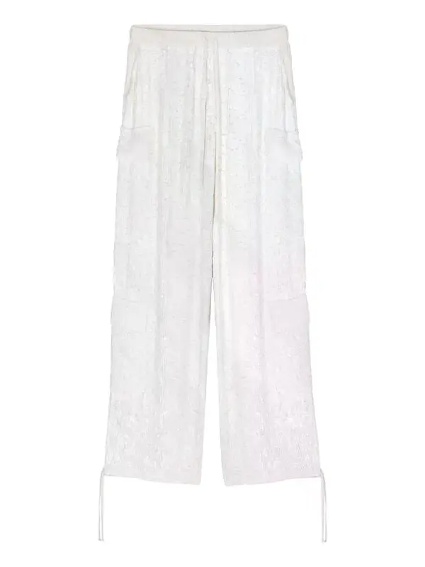 P.a.r.o.s.h Sequinned Drawstring Cargo Trousers - White