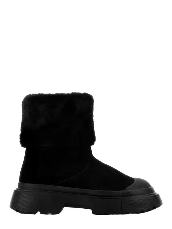 Hogan Faux-fur Suede Boots - Black