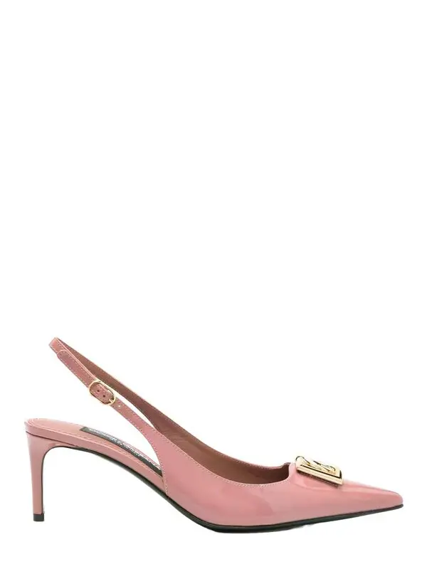 Dolce & Gabbana Patent Logo Plaque Slingback Pumps - Pink