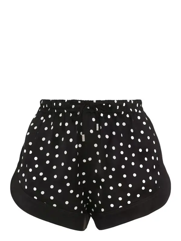 Saint Laurent High-waist Polka-dot Silk Shorts - Black