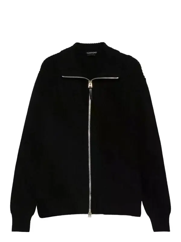 TOM FORD Zip-up Ribbed Cardigan - Black
