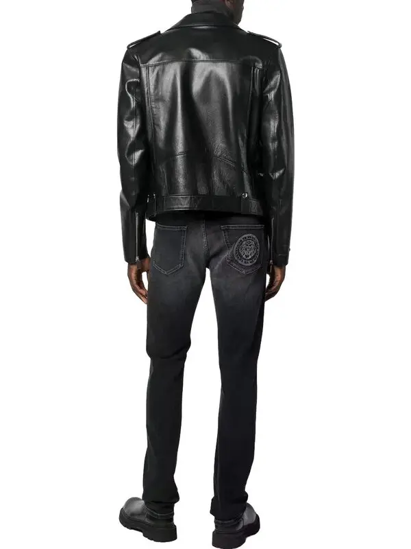 BILLIONAIRE Logo Patch Straight-leg Jeans - Black