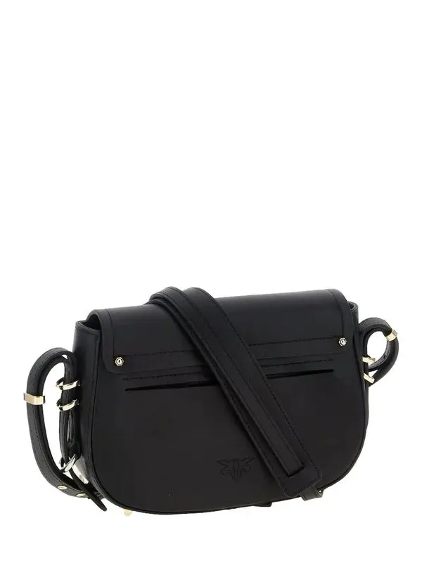 Pinko Leather Cross Body Bag With Flap Closure And Gold-tone Hardware - Black