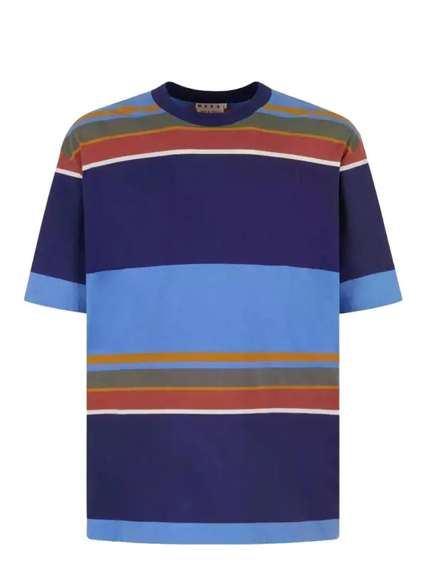 Marni Striped Cotton T-shirt - Blue