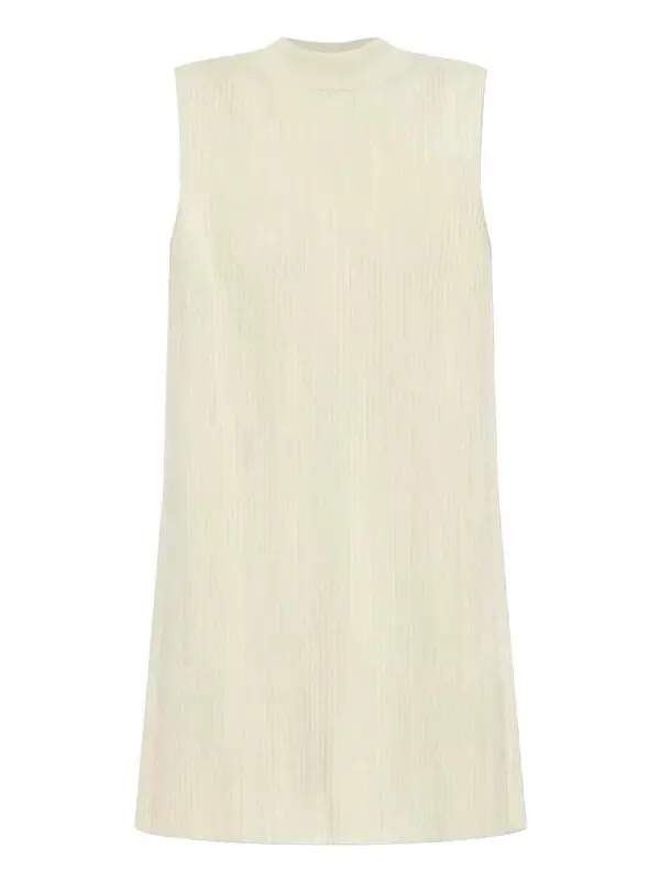 JIL SANDER Ribbed Sleeveless Mock Neck Sweater - Neutrals
