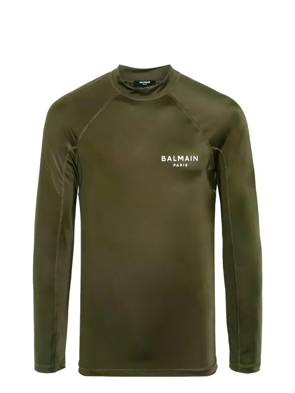 Balmain Logo-print Long-sleeve T-shirt - Green