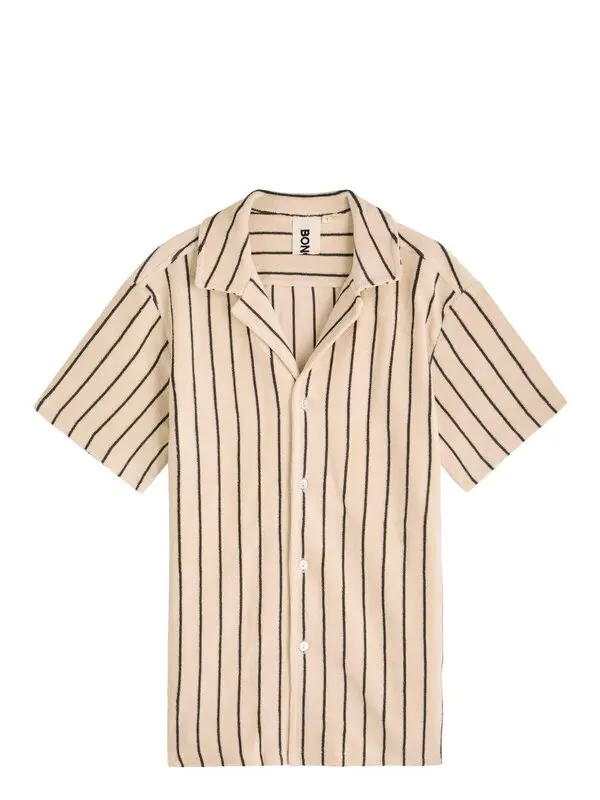 BONGUSTA Naram Striped Terry Shirt - Cream
