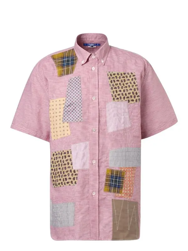 Junya Watanabe Patchwork Linen And Cotton Bowling Shirt - Red