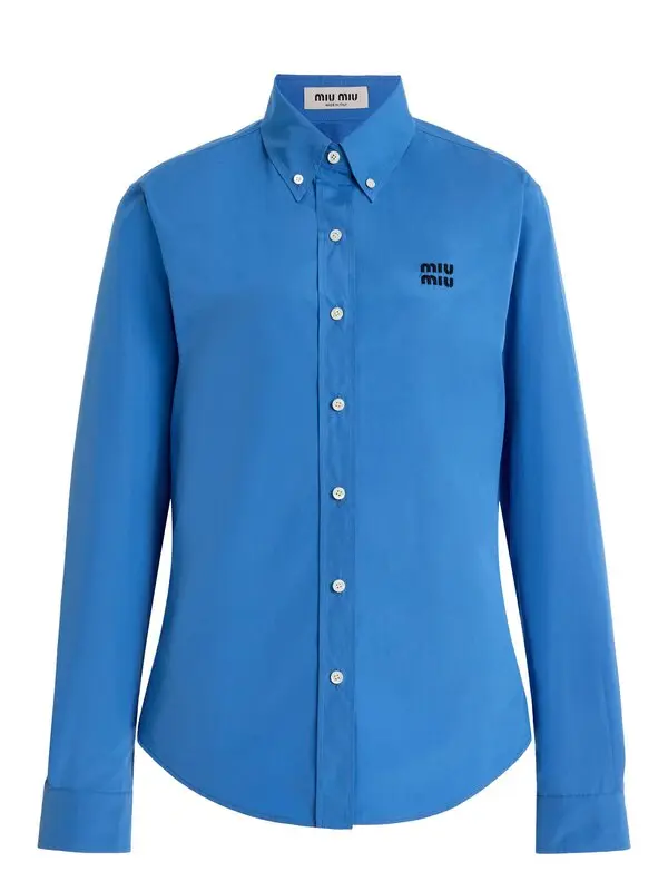 Miu Miu Cotton Poplin Button-down Shirt - Blue