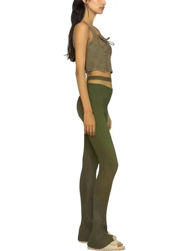 ANDREĀDAMO Ribbed-knit Skinny Trousers - Green