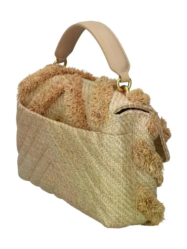 Pinko Fringed-chevron Shoulder Bag - Neutrals