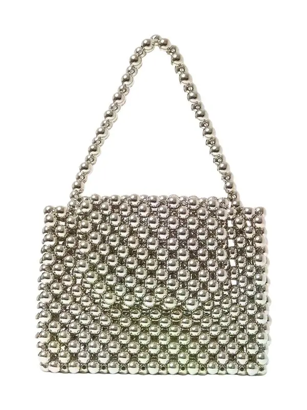 0711 TBILISI Ani Beaded Tote Bag - Silver