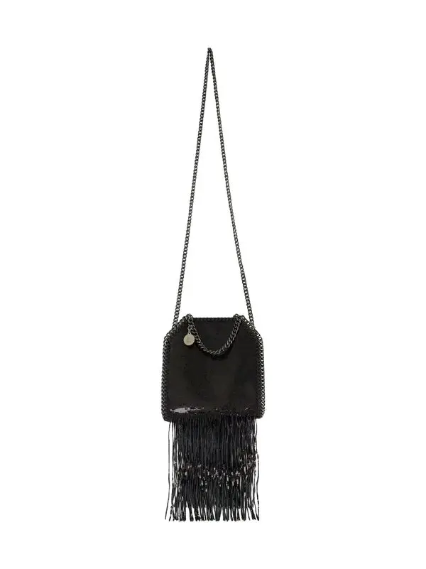Stella McCartney Falabella Tote Bag With Fringe And Sequins - Black
