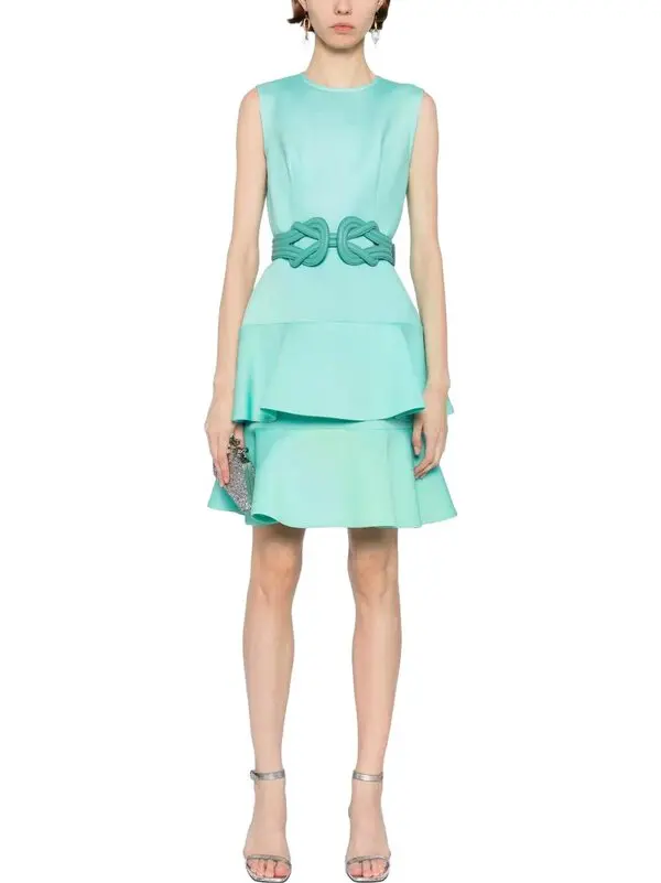 SAIID KOBEISY Sleeveless Ruffled Mini Dress With Detachable Belt - Green