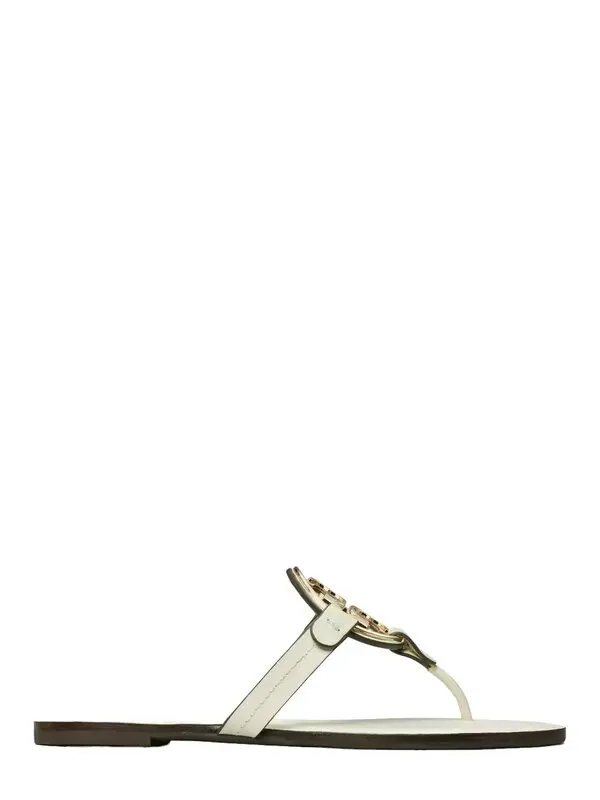 Tory Burch Miller Metal Logo Thong Sandals - Neutrals