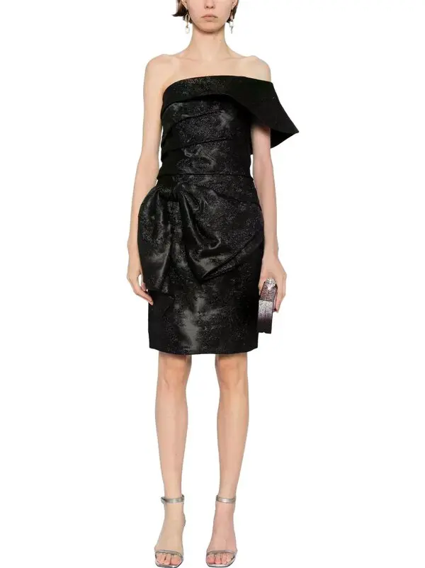SAIID KOBEISY Brocade Off-shoulder Mini Dress With Bow Detailing - Black