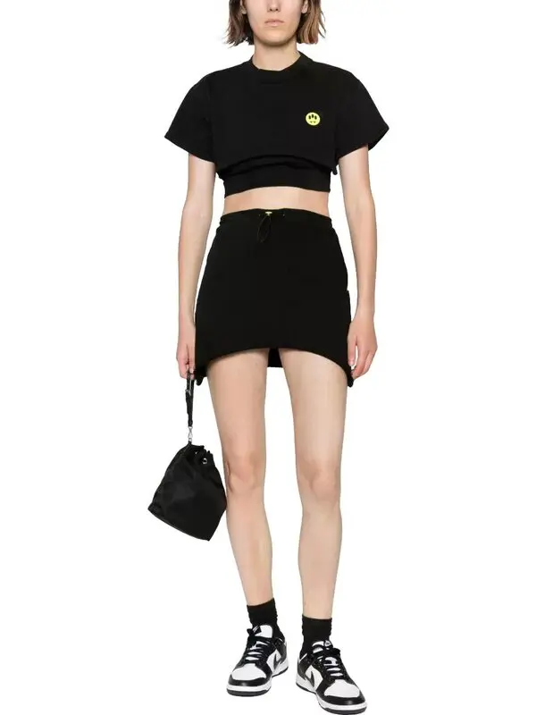 BARROW Drawstring-fastening Cotton Miniskirt - Black