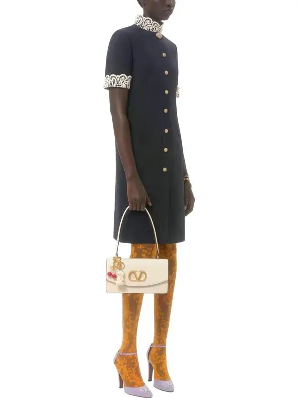 Valentino Garavani Crepe Couture Midi Dress With Macramé Trim - Blue