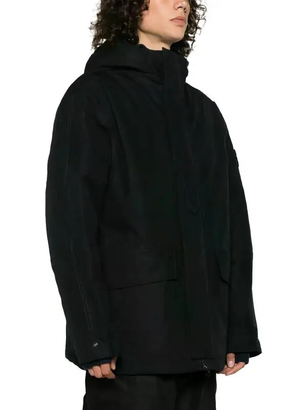 Stone Island Garment-dyed Cotton Hooded Jacket - Black
